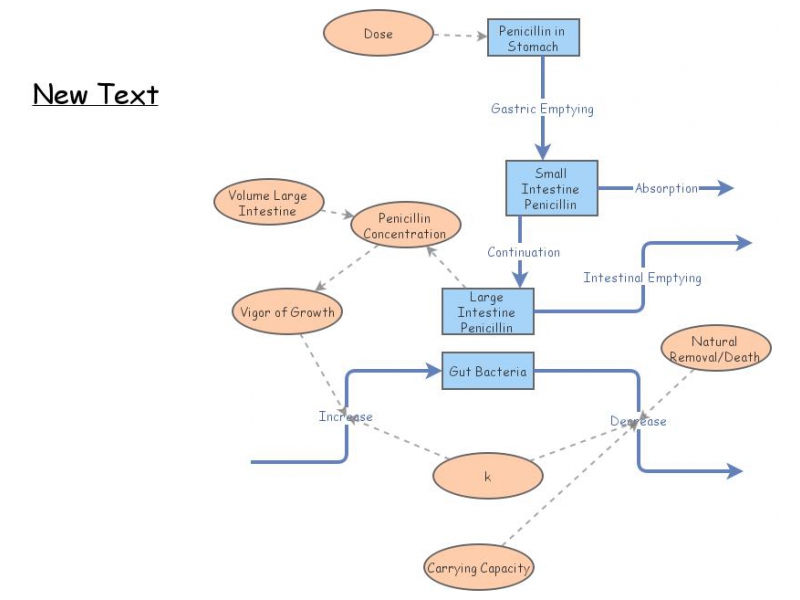 ModSim Project 1: Penicillin Concentration & Gut Bacteria | Insight Maker