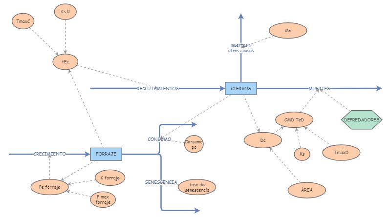 MODELO CERO ciervos y pastura | Insight Maker