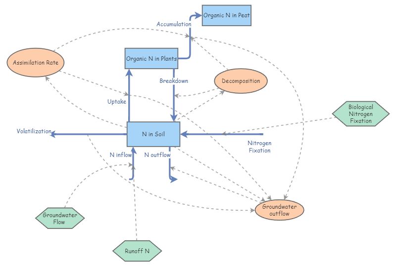 Peat Forming Poor Fen Ecosystem Nitrogen Cycle | Insight Maker
