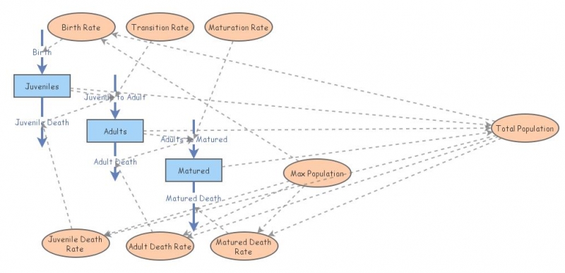Clone of Clone of Modeling Population Dynamics with Systems Dynamics | Insight Maker
