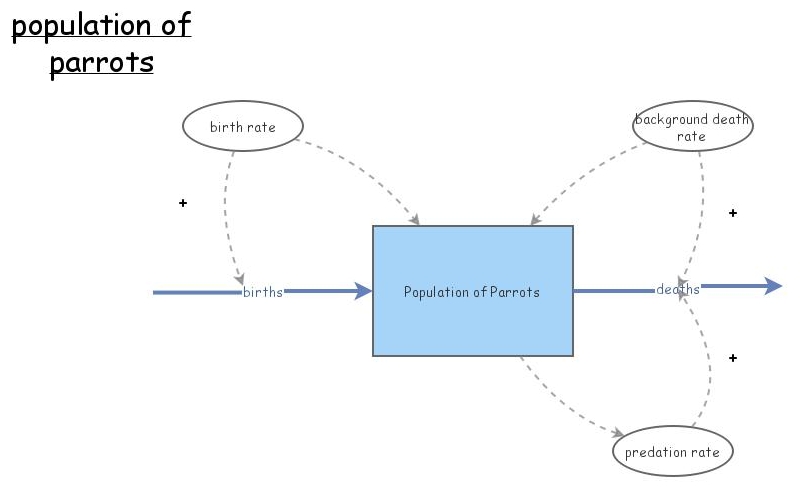 exponential population growth of parrots | Insight Maker