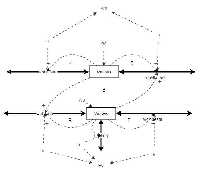 Pray and Predator - LV model - rabbits - wolves | Insight Maker
