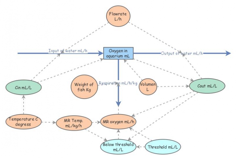 1. Model of the relation of temperature to respiration in goldfish | Insight Maker